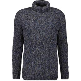 Rollkragenpullover Ragman, Herren, Gr. 54, blau (blau, 177), Strick, 100% Baumwolle, ohne Ausschnitt, Pullover Rollkragenpullover