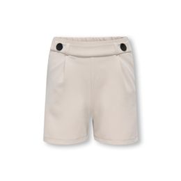 Shorts KIDS Only "KOGGEGGO LIFE BUTTON SHORTS VD JRS NOOS", M&auml;dchen, Gr. 140, N-Gr, chateau gray, Jersey, Obermaterial: 95% Polyester, 5% Elasthan, unifarben, regular fit ca. Mitte Oberschenkel, Hosen Shorts