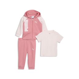 Jogginganzug Puma "Minicats Dreiteiliges Set Kinder", Jungen, Gr. 74, wild pink, Rippe: 20% Polyester, 80% Baumwolle, Sportanz&uuml;ge Jogginganzug