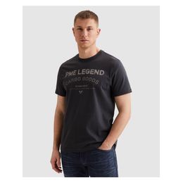 PME-Legend T-Shirt PME LEGEND "Short sleeve r-neck single jersey graphic", Damen, Gr. L, graphite, Jersey, Obermaterial: 100% Baumwolle, bedruckt, regular fit normal, Rundhals, gerader Abschluss, Shirts T-Shirt, mit Logo Print