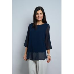 Langarmbluse Seidel Moden "Otto exclusiv", Damen, Gr. 36, blau (nachtblau), Single Jersey, Obermaterial: 100% Polyester. Futter: 95% Viskose, 5% Elasthan, Basic, regular fit Po-bedeckend, U-Boot-Ausschnitt, gerader Abschluss, Blusen, MADE IN GERMANY