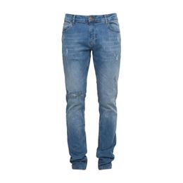 Bequeme Jeans 2Y Premium "2Y Premium Herren 2Y Destroyed Slim Fit Jeans", Damen, Gr. 32/34, L&auml;nge 34, blau, 97% Baumwolle, 3% Elasthan, unifarben, Jeans
