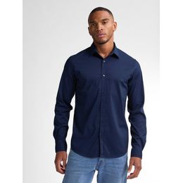 Langarmshirt PETROL INDUSTRIES, Herren, Gr. XL, blau (navy blau), Jersey, Obermaterial: 65% Baumwolle, 32% Polyester, 3% Elasthan, unifarben, slim fit taillenbedeckt, ohne Ausschnitt, Manschette, Shirts Langarmshirt, mit Button-Down Kragen