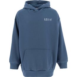 Hoodie LEVI'S KIDS "LVG LEVIS COLLEGIATE HOODIE", M&auml;dchen, Gr. 12 (152), blau (vintage indigo), Jersey, Obermaterial: 70% Baumwolle, 30% Polyethylen, angesetztes B&uuml;ndchen, Sweatshirts Hoodie, mit coolem R&uuml;ckenprint for GIRLS