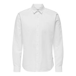 Only & Sons Langarmhemd ONLY & SONS "ONSCANTLEY LIFE LS SOLID LINEN SHIR OTL", Herren, Gr. XL, N-Gr, wei&szlig;, Web, Obermaterial: 95% Baumwolle, 5% Leinen, unifarben, slim fit normal, Hemden