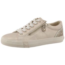 Sneaker Mustang Shoes "Winona", Herren, Gr. 40, creme, Lederimitat, Schuhe Sneaker, Freizeitschuh, Halbschuh, Schn&uuml;rer mit Besatz im Animal-Look