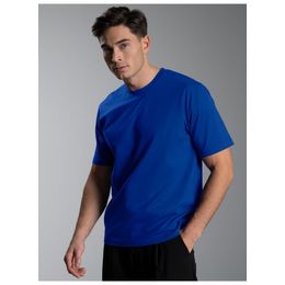 T-Shirt TRIGEMA "TRIGEMA T-Shirt aus 100% Baumwolle", Herren, Gr. M, blau (royal), Single Jersey, 100% Baumwolle, Basic, lang, Rundhals, Shirts T-Shirt