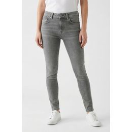 Skinny-fit-Jeans Pepe Jeans "SKINNY JEANS MW", Damen, Gr. 26, L&auml;nge 32, grau mid, Denim/Jeans, Obermaterial: 84% Baumwolle, 15% Polyester, 1% Elasthan, skinny fit lang, Jeans, in verschiedenen Waschungen