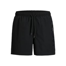 Jack & Jones PlusSize Badeshorts "JPSTMAUI WAVE LOGO SWIM SHORTS SN PLS", Herren, Gr. 42, N-Gr, schwarz, Web, Polyester, JACK & JONES PLUSSIZE, unifarben, Badehosen Badeshorts