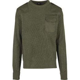 Rundhalspullover Brandit "Brandit Herren Military Sweater", Damen, Gr. 5XL, olive, 100% Polyacryl, unifarben, normal, Rundhals, Pullover Rundhalspullover