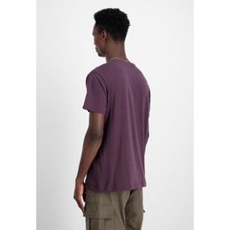 T-Shirt Alpha Industries "Alpha Label T-Shirt", Herren, Gr. L, lila (plum), Obermaterial: 100% Baumwolle, Shirts T-Shirt