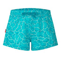 Badeshorts Trollkids "GIRLS HAUKLAND SHORTS", M&auml;dchen, Gr. 110, N-Gr, blau (lagoon blau, schwarz turquoise), Obermaterial: 100% Polyester, Badehosen Badeshorts, mit Lichtschutzfaktor 50+, schnelltrocknendes Material