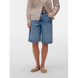 V&eacute;ro Moda Jeansshorts VERO MODA "VMRAILA MR DENIM JORTS NOOS", Damen, Gr. XS, N-Gr, medium blau denim, Denim/Jeans, Obermaterial: 100% Baumwolle, unifarben, loose fit kurz, Jeans Jeansshorts, Baumwolle, loose fit
