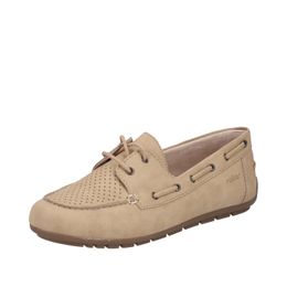 Bootsschuh Rieker, Damen, Gr. 39, beige, Lederimitat, unifarben, Schuhe Bootsschuh, Mokassin, Schn&uuml;rschuh, Halbschuh mit weicher Innensohle