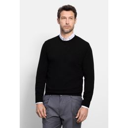 Strickpullover OLYMP "OLYMP Casual Strick", Herren, Gr. L, schwarz, 100% Schurwolle, Pullover Strickpullover