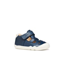 Lauflernschuh Geox "B STEPPIEUP BOY", Baby, Gr. 21, navy, wei&szlig;, Leder, Schuhe Lauflernschuh, Babyschuh mit Klettverschluss, Gr&ouml;&szlig;enschablone zum Download