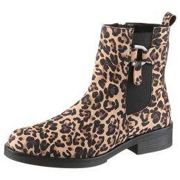 Chelseaboots Gabor, Damen, Gr. 40, leo, Elastischer Einsatz, Veloursleder, Schuhe Chelseaboots, Blockabsatz, Businessschuh, Stiefelette mit Schmuckelement