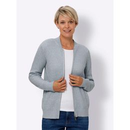 Strickjacke Classic Basics, Damen, Gr. 40, blau (taubenblau, meliert), 100% Polyacryl, meliert, unifarben, Strickjacken Strickjacke