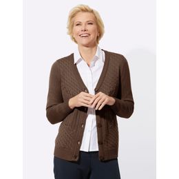 Strickjacke CLASSIC, Damen, Gr. 50, braun (schoko), 100% Polyacryl, unifarben, Strickjacken Strickjacke