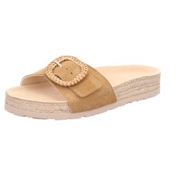 Pantolette Rohde "MATERA", Damen, Gr. 38, natur, Veloursleder, unifarben, Schuhe Pantolette, Sommerschuh, Strandschuh, Urlaubsschuh mit verstellbarer Schnalle