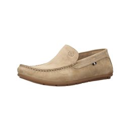 Slipper Bugatti "Bugatti Slipper Leder", Herren, Gr. 42, beige, Leder, Schuhe Slipper