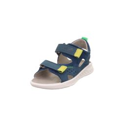 Sandale Superfit "LAGOON WMS: mittel", M&auml;dchen, Gr. 27, dunkelblau, gelb, Nubukleder, Veloursleder, Schuhe Sandale, Klettschuh, in WMS: Weite mittel, Gr&ouml;&szlig;enschablone zum Download
