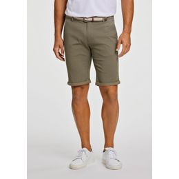 Chinoshorts LINDBERGH "Chino-Shorts Slim Fit", Herren, Gr. L, dk army, Obermaterial: 98% Baumwolle, 2% Elasthan, slim fit, Hosen Chinoshorts
