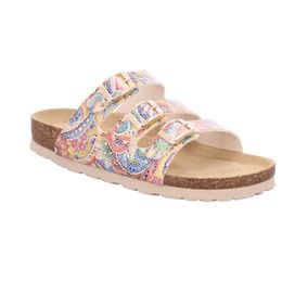 Pantolette Rohde "ALBA", Damen, Gr. 36, beige multicolor, Nubuklederimitat, mehrfarbig, Basic, Schuhe Pantolette, Sommerschuh, Strandschuh, Hausschuh mit drei verstellbaren Schnallen
