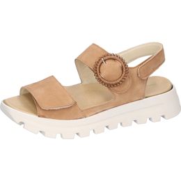 Waldl&auml;ufer Plateausandale WALDL&Auml;UFER "H-NELE", Damen, Gr. 6,5, hellbraun, Nubukleder, unifarben, Schuhe, Sommerschuh, Klettschuh in Komfortweite H (= sehr weit)