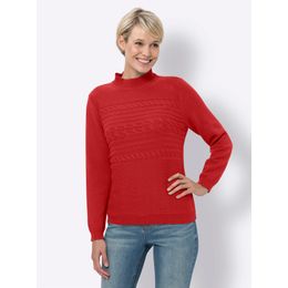 Stehkragenpullover Classic Basics "Stehkragen-Pullover", Damen, Gr. 42, rot, 100% Baumwolle, unifarben, Pullover Stehkragenpullover
