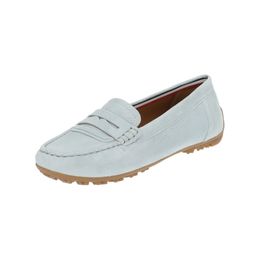 Mokassin Geox "Geox Mokassin Veloursleder", Damen, Gr. 37, hellblau, Veloursleder, Schuhe Mokassin