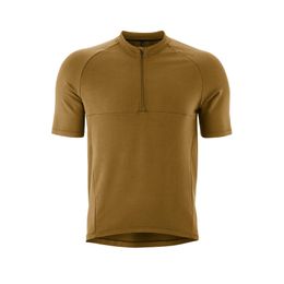 Radtrikot Gonso "Adventure Jersey Nature M", Herren, Gr. L, hellbraun, 90% Viskose, 5% Elasthan, 5% Polyamid, Rundhals, Trikots, Herren Fahrradtrikot kurzarm, bequemes Half-Zip Trikot, Slim Fit