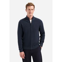 Stehkragenpullover NO EXCESS "NO EXCESS Strickjacke mit Rei&szlig;verschluss", Herren, Gr. S, night, 82% Baumwolle, 18% Polyamid, Pullover Stehkragenpullover