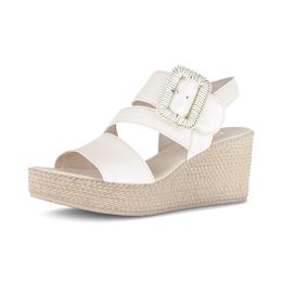 Keilsandalette Gabor, Damen, Gr. 39, wei&szlig;, Nappaleder, unifarben, Schuhe, Sommerschuh, Riemchensandale mit auff&auml;lliger Zierschnalle