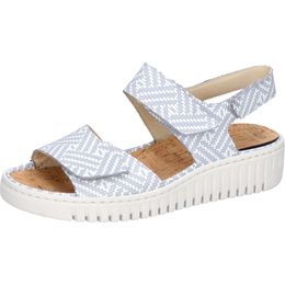 Waldl&auml;ufer WALDL&Auml;UFER Damen Keilsandalette "H-Willow", Gr. 5hellblau, wei&szlig;, Nubukleder, Flechtoptik, Schuhe, Sommerschuh, Sandale, Klettschuh mit Kork-Fu&szlig;bett,