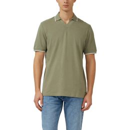 Kurzarmshirt s.Oliver, Herren, Gr. L, khaki, Jersey, Obermaterial: 100% Baumwolle, unifarben mit Farbeinsatz, regular fit h&uuml;ftbedeckend, V-Ausschnitt, B&uuml;ndchen kontrastfarben, Shirts, mit Polokragen