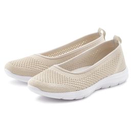 Sneaker Ballerinas Lascana "Halbschuh, Slip-On-Sneaker", Damen, Gr. 36, beige, Obermaterial: 100% Textilmaterial. Decksohle: 100% Textilmaterial. Futter: 100% Textilmaterial. Laufsohle: 100% Synthetik, unifarben, Schuhe Ballerina, zum Reinschl&uuml;pfen VEGAN, Topseller