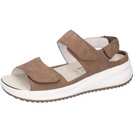 Waldl&auml;ufer Plateausandale WALDL&Auml;UFER "H-MAILA", Damen, Gr. 6,5, taupe, Nubukleder, unifarben, Basic, Schuhe, Sommerschuh, Klettschuh, Sandalette in Komfortweite H (= sehr weit)