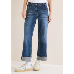 Loose-fit-Jeans Cecil, Damen, Gr. 34, L&auml;nge 30, mid blau wash, Jeans, 77% Baumwolle, 20% Polyester, 3% Elasthan, unifarben, lang, Jeans, 5-Pocket-Style