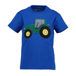 T-Shirt Blue Seven, M&auml;dchen, Gr. 116, ocean, Single Jersey, Obermaterial: 100% Baumwolle, bedruckt, unifarben, Basic normal, Rundhals, Shirts T-Shirt, Basic-Passform, bedruckte Optik, mit Druckapplikation