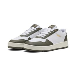 Sneaker Puma "Court Classic Sneakers Erwachsene", Damen, Gr. 37,5, wei&szlig; loden gr&uuml;n, Obermaterial: Synthetik. Futter: Textil. Innensohle: Textil. Laufsohle: Gummi, Schuhe Sneaker
