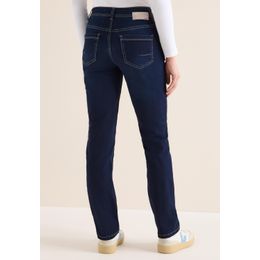 Stoffhose Cecil, Damen, Gr. 33, L&auml;nge 30, dunkelblau wash, Web, 76% Baumwolle, 22% Polyester, 2% Elasthan, unifarben, gerade normal, Hosen Stoffhose, 5-Pocket-Style