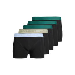 Jack & Jones Boxershorts JACK & JONES "Boxershort JACWESLEY SOLID TRUNKS 5 PACK 5er Pack", Herren, Gr. L, schwarz, Obermaterial: 95% Baumwolle CO. 5% Elasthan EL., Unterhosen