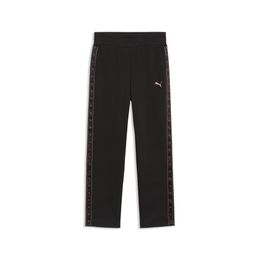 Sporthose Puma "Essentials Tape High-Waist Relaxed Jogginghose M&auml;dchen", M&auml;dchen, Gr. 116, Normalgr&ouml;&szlig;en, schwarz tape, Obermaterial: 32% Polyester, 68% Baumwolle. Tasche &ndash; Oben: 100% Baumwolle, relaxed fit, Hosen Sporthose