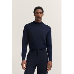 Rollkragenpullover Bugatti "Regular Fit", Herren, Gr. M, blau (390, marine), Strick, 90% Wolle, 10% Seide, unifarben, regular fit, ohne Ausschnitt, Rippb&uuml;ndchen, Pullover Rollkragenpullover, aus Merino-Wolle-Seide-Mix