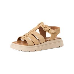 Schaftsandalette Tamaris "Tamaris Sandalen Leder", Damen, Gr. 38, beige, Leder, Schuhe