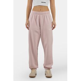Sweathose Pegador "Villa High Waisted Sweat Pants", Damen, Gr. L, N-Gr, washed powder pink wei&szlig;, Sweatware, Obermaterial: 80% Baumwolle, 20% Polyester, unifarben, regular fit lang, Hosen Sweathose, Baumwollmischung, regular fit