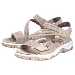 Riemchensandale Rieker, Damen, Gr. 40, hellbeige, Lederimitat, Textil, unifarben, Schuhe Riemchensandale, Sommerschuh, Sandalette, Klettschuh, im Sportslook