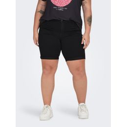 Jeansshorts Only CARMAKOMA "CARTHUNDER LIFE REG LONG SHORTS DNM", Damen, Gr. 42, N-Gr, schwarz, Web, Obermaterial: 53% Viskose, 29% Baumwolle, 17% Polyester, 1% Elasthan, unifarben, skinny fit, Jeans Jeansshorts