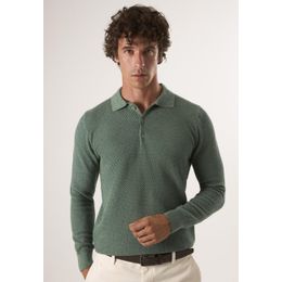 Polokragenpullover FELIX HARDY "Pullover mit Polo-Kragen und Kn&ouml;pfen", Herren, Gr. XL, gr&uuml;n, 100% Baumwolle, Pullover